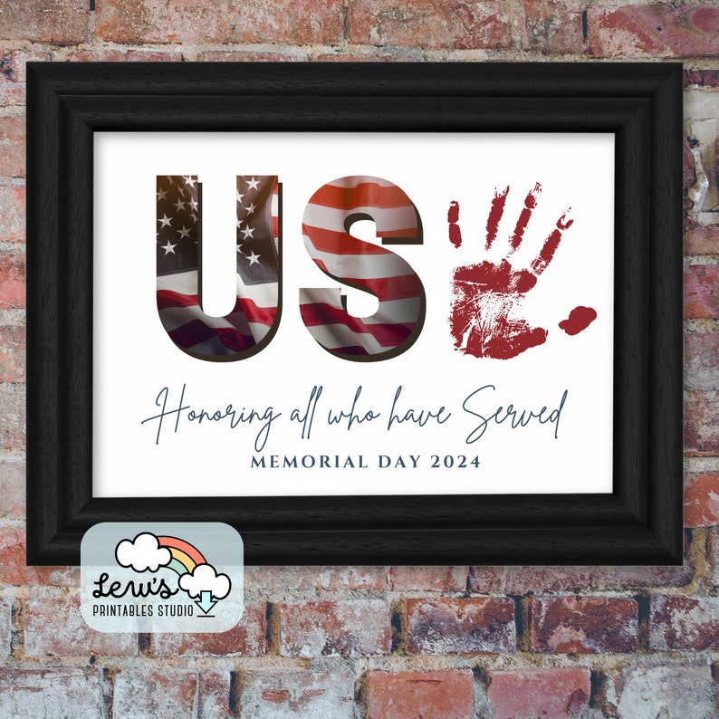 PRINTABLE Memorial Day Handprint Art USA Veteran Craft Patriotic ...