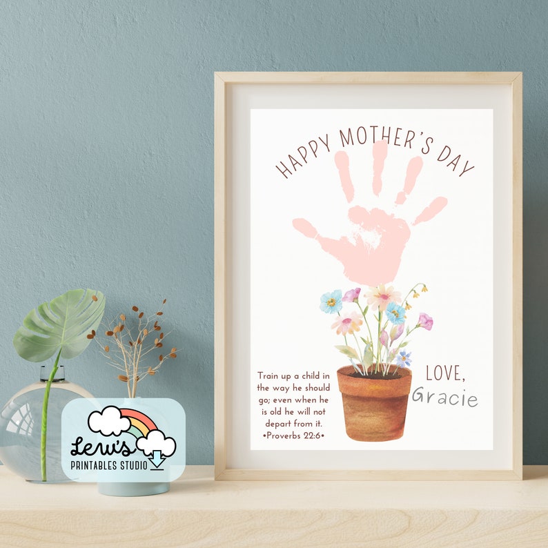 PRINTABLE Christian Mother’s Day Flowers Handprint Art Craft | DIY ...