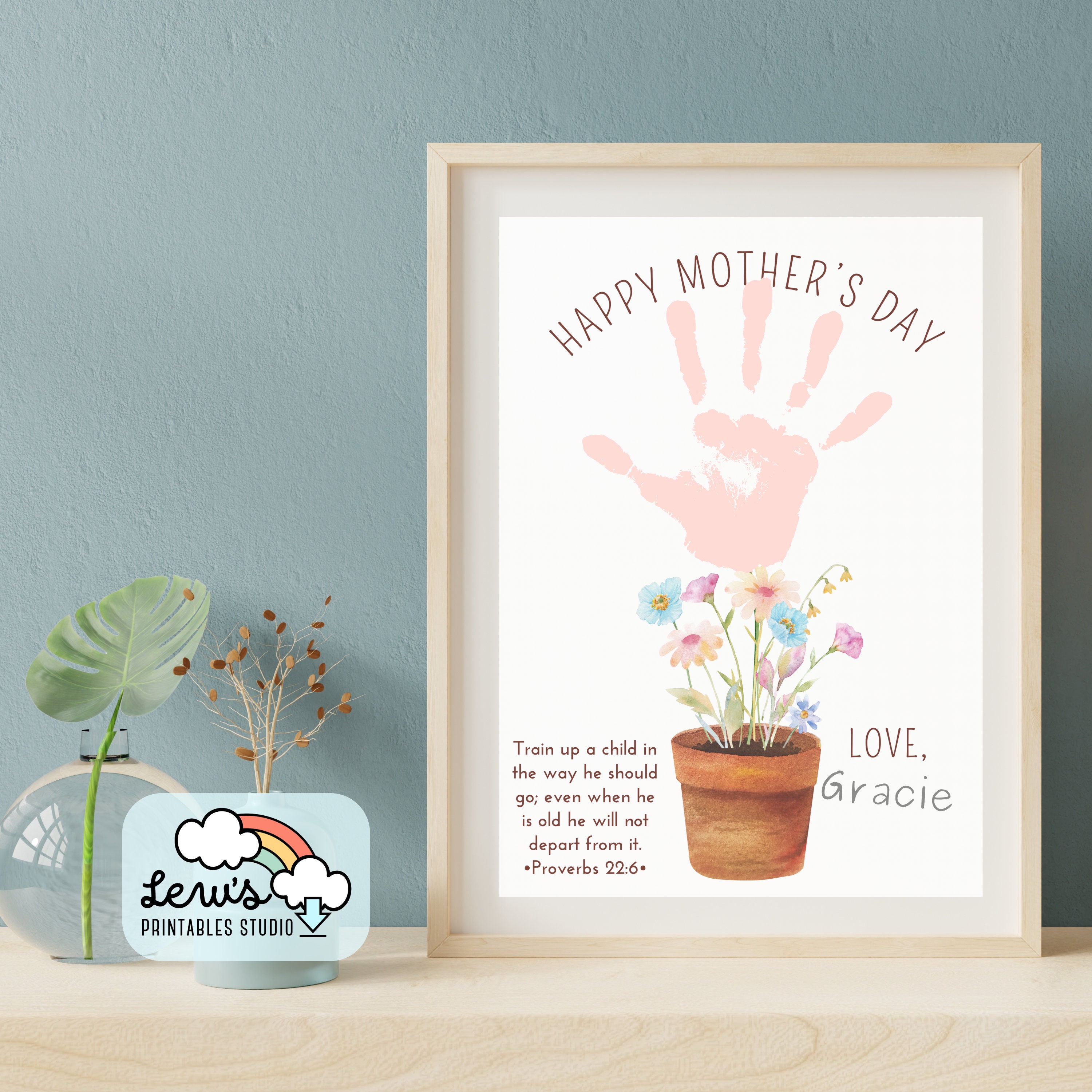 PRINTABLE Christian Mothers Day Flowers Handprint Art Craft DIY Child ...