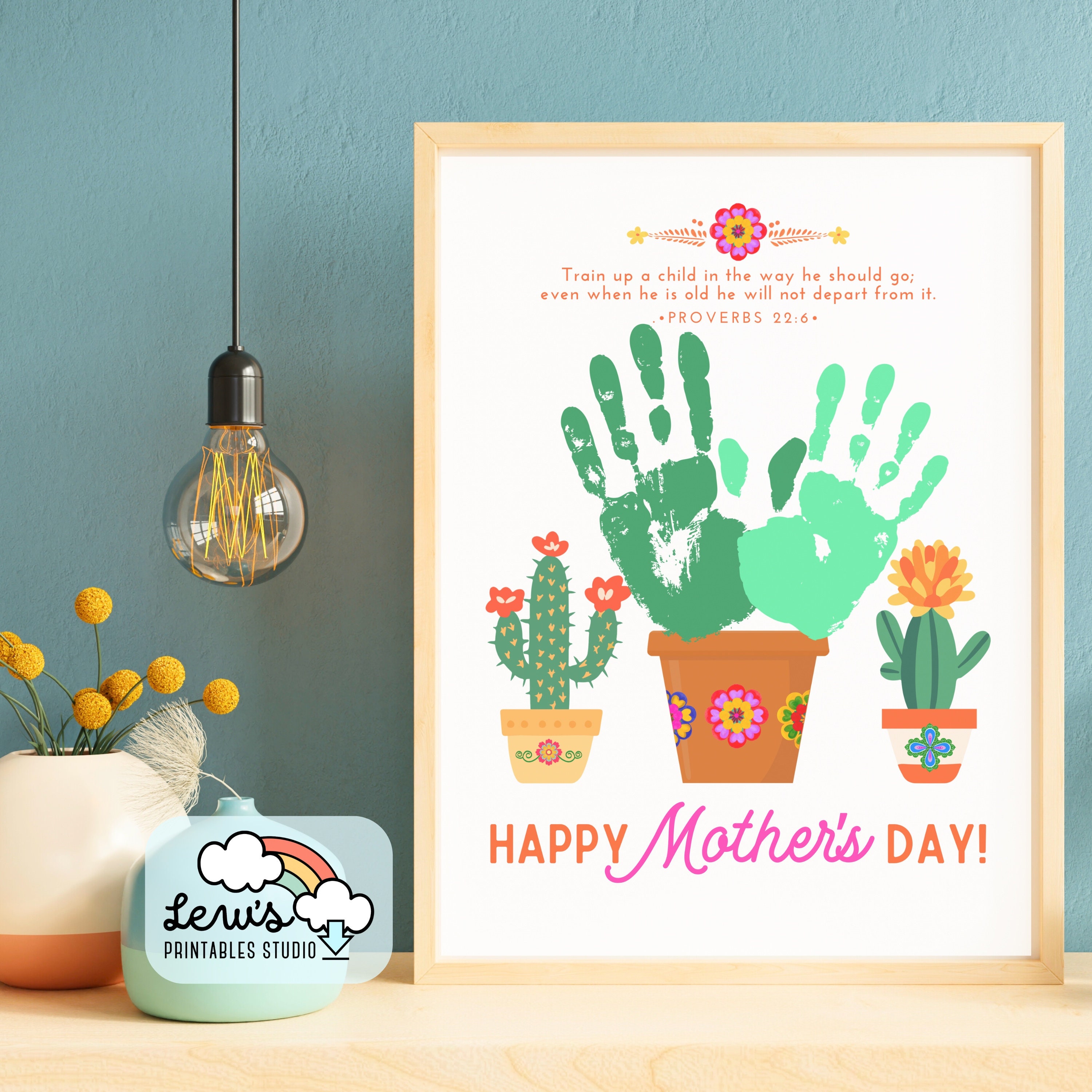 PRINTABLE Christian Mother’s Day Flower Cactus Handprint Art | DIY ...