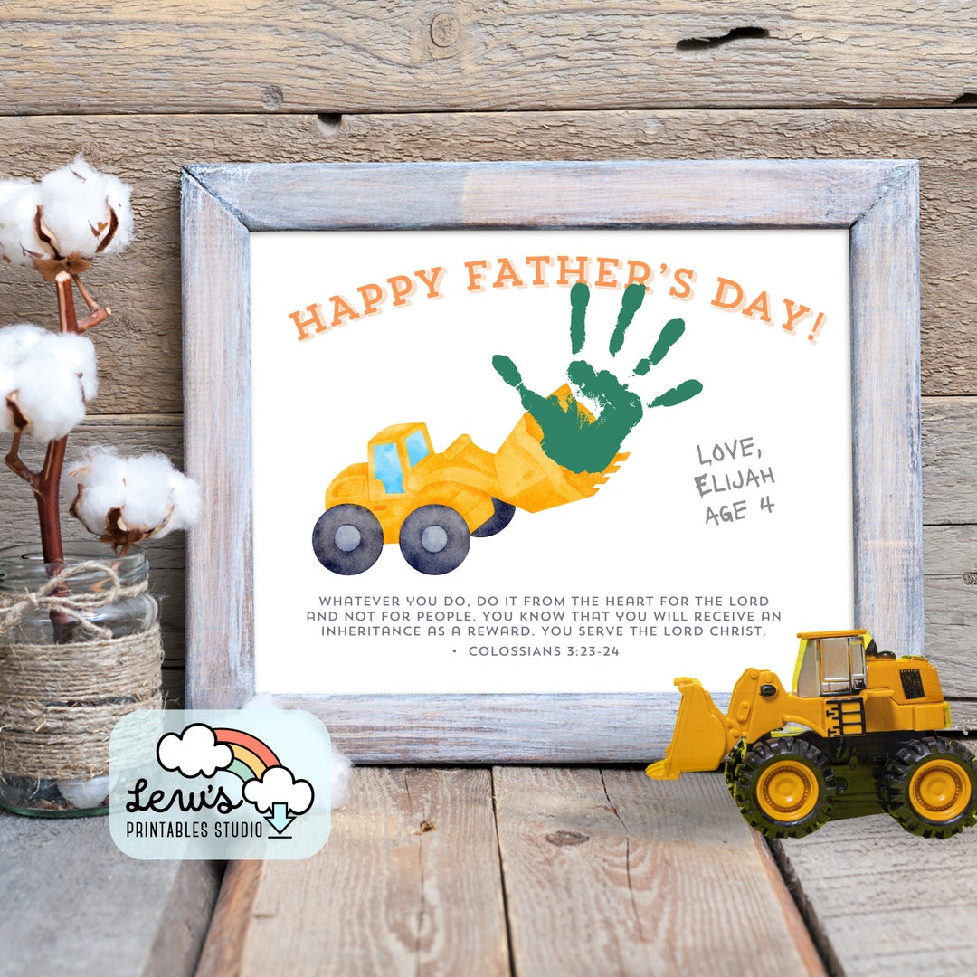 PRINTABLE Christian Fathers Day Tractor Handprint Craft Art Child Gift ...