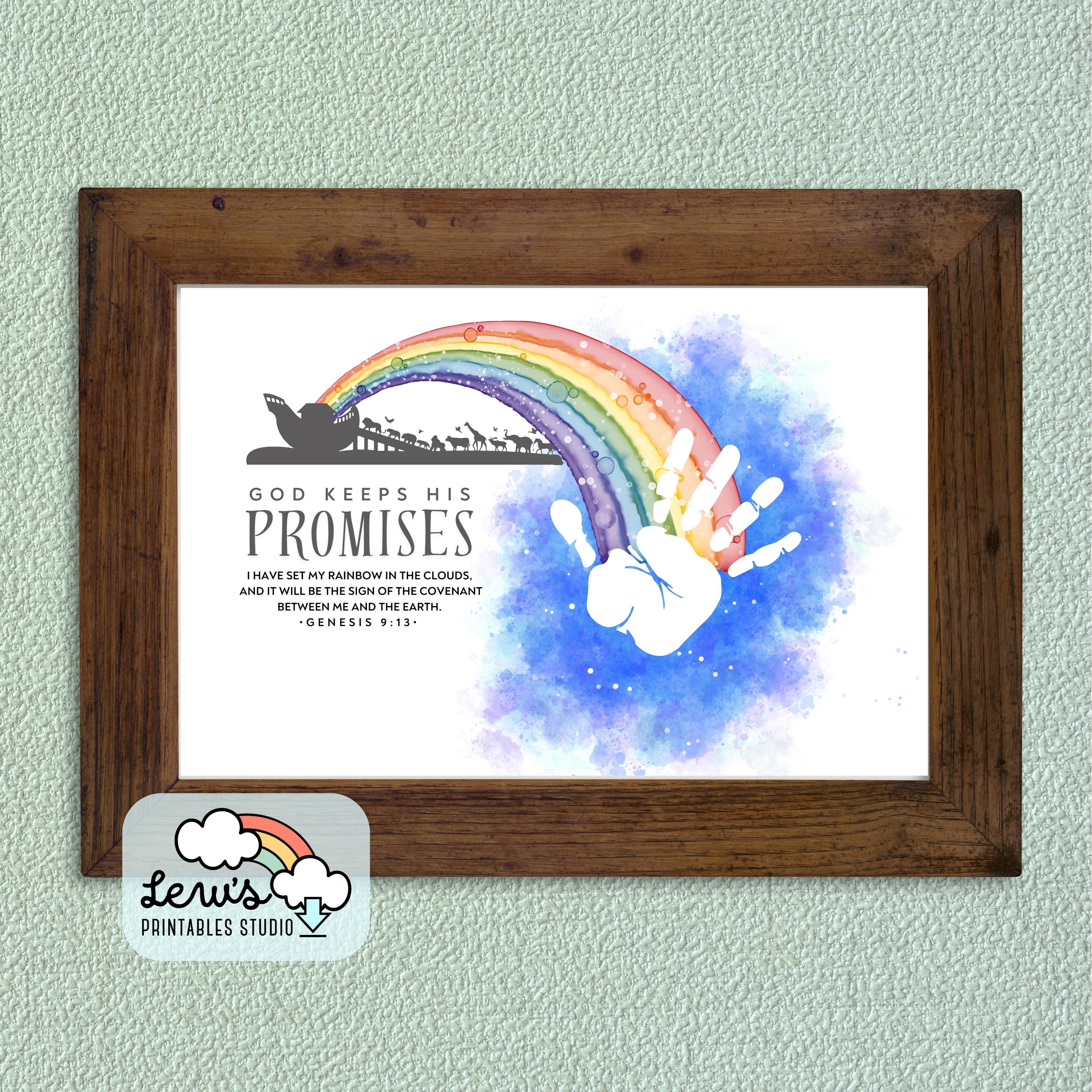 PRINTABLE Noah’s Ark and Rainbow Handprint Craft | Sunday School ...