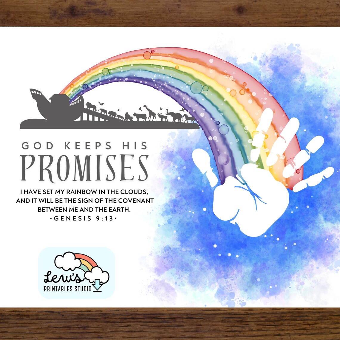 PRINTABLE Noah’s Ark and Rainbow Handprint Craft | Sunday School ...