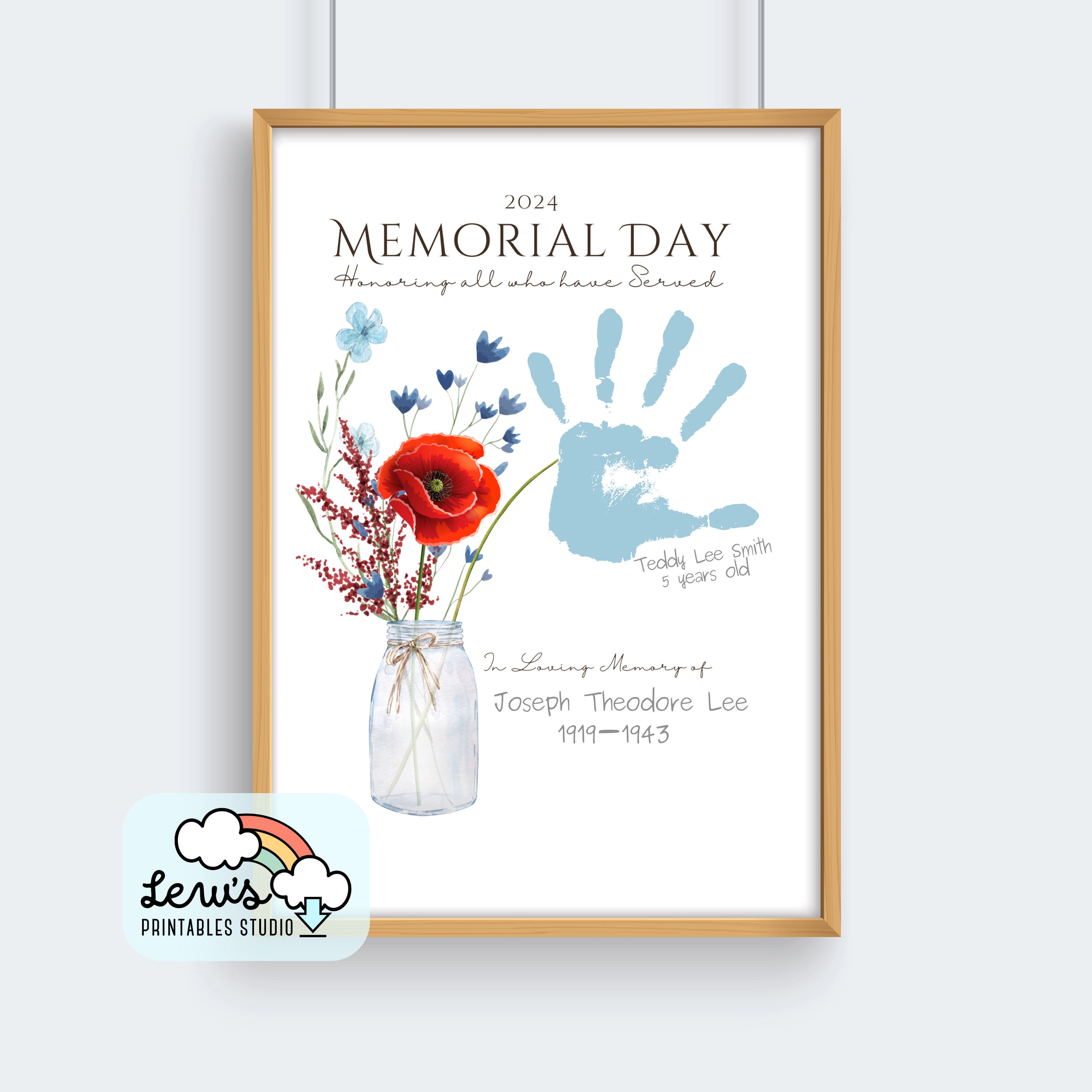 PRINTABLE Memorial Day Handprint Art in Loving Memory DIY Card Keepsake ...