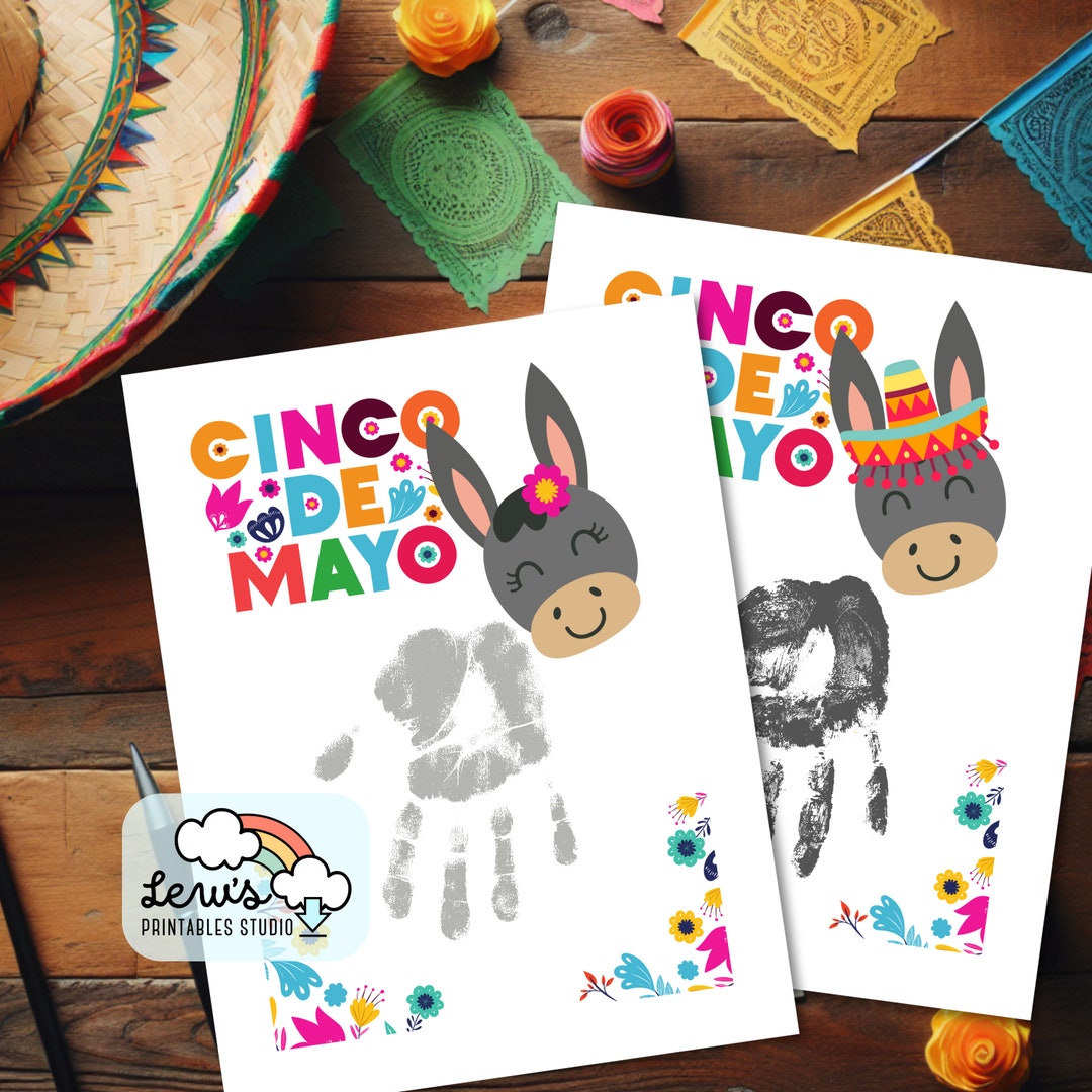 PRINTABLE Cinco De Mayo Donkey Child’s Handprint Craft | Preschool ...