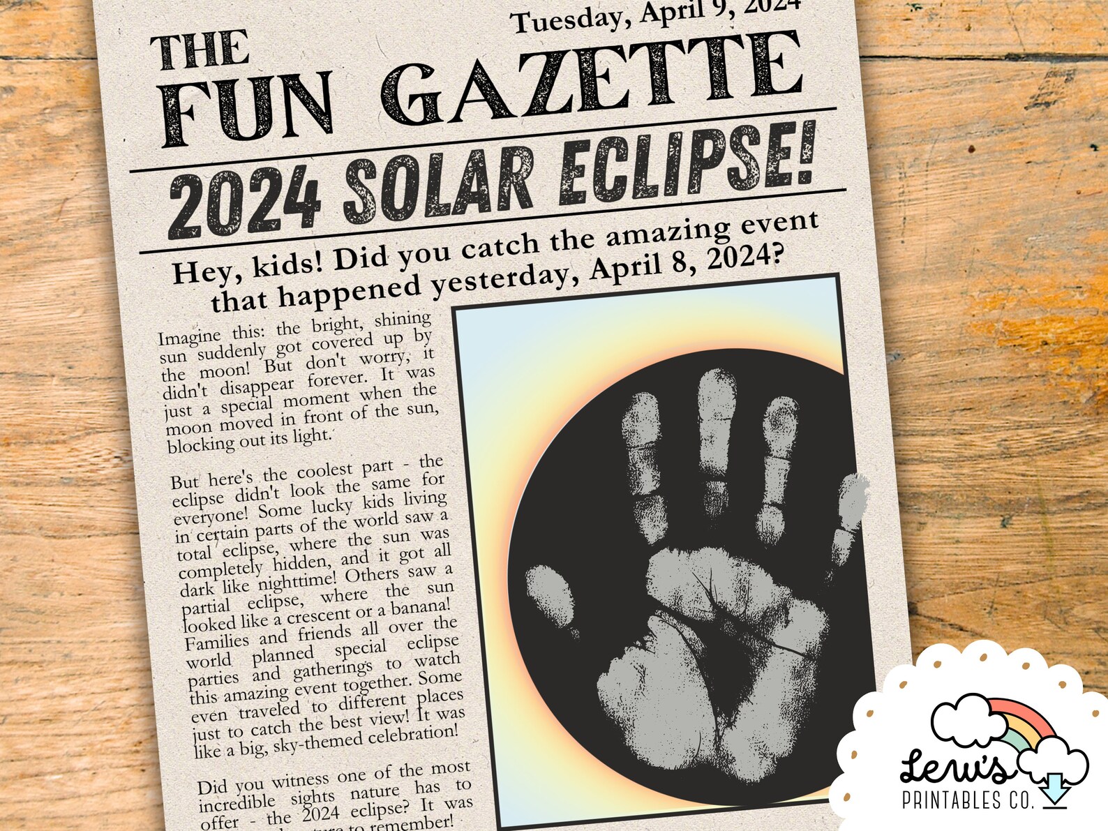 PRINTABLE Solar Eclipse 2024 Handprint Art Childrens Solar Eclipse ...