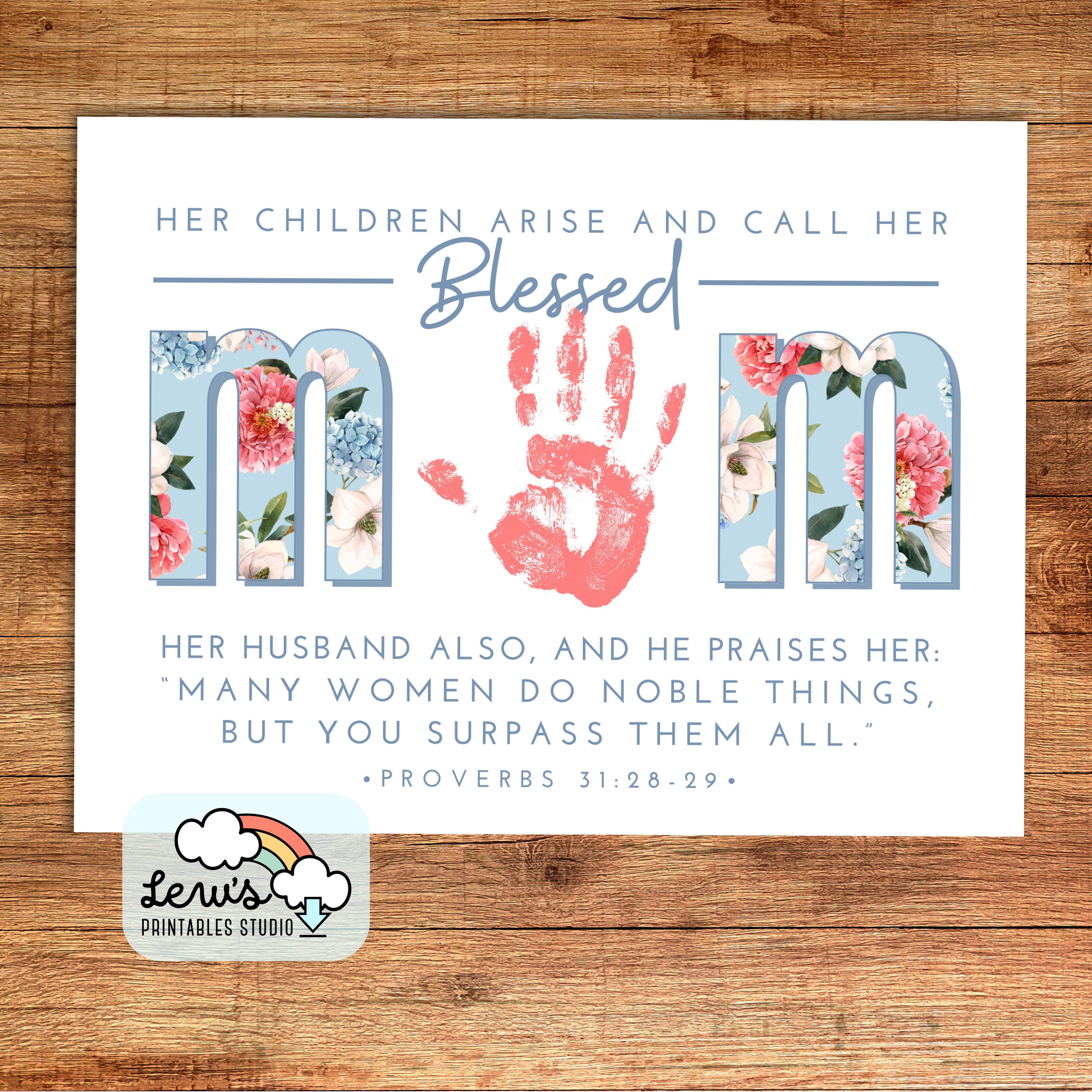 PRINTABLE Christian Mother’s Day Flower Handprint Craft Art | Child ...