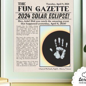 PRINTABLE Solar Eclipse 2024 Handprint Art Childrens Solar Eclipse ...