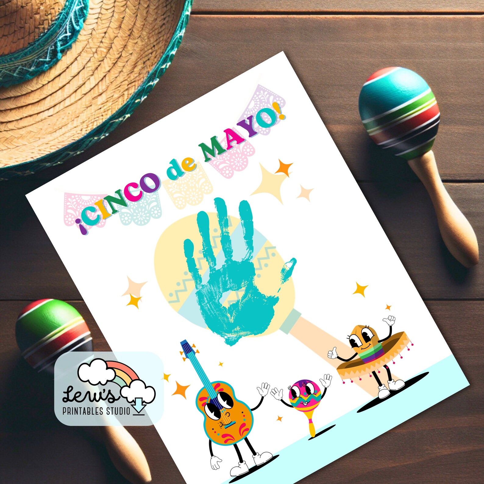 PRINTABLE Cinco De Mayo Music Handprint Art Craft Mexican Holiday Decor ...