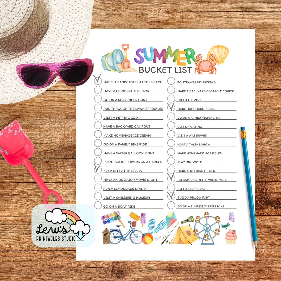 PRINTABLE Summer Bucket List | School Break Vacation Goals Ideas ...