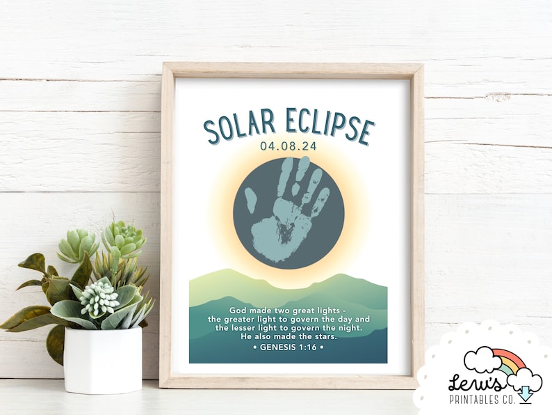 PRINTABLE Christian Solar Eclipse 2024 Handprint Art Science Activity ...