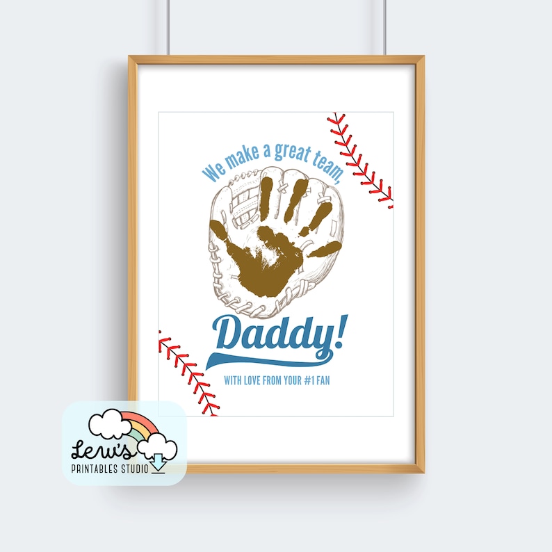 PRINTABLE Fathers Day Baseball Lover Handprint Art for Dad Keepsake ...