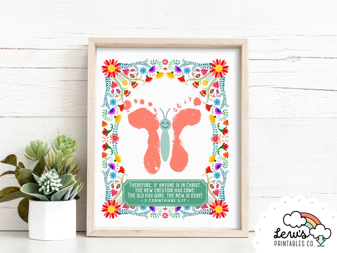 PRINTABLE Christian Spring Butterfly Footprint Craft Art | DIY Made New ...