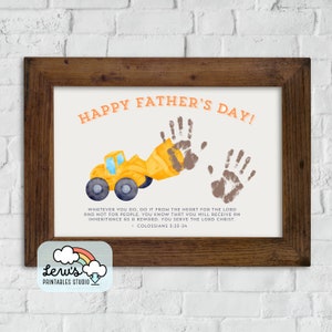 PRINTABLE Christian Father’s Day Tractor Handprint Craft Art | Child ...