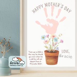 PRINTABLE Christian Mother’s Day Flowers Handprint Art Craft | DIY ...