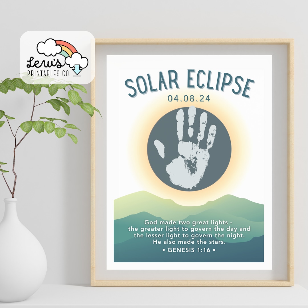 PRINTABLE Christian Solar Eclipse 2024 Handprint Art Science Activity ...