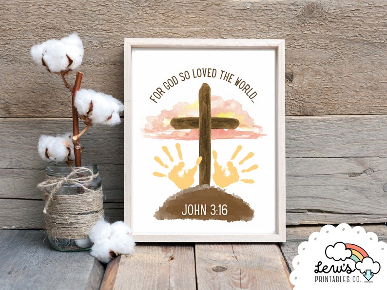 PRINTABLE for God so Loved the World Handprint Art Christian Children's ...