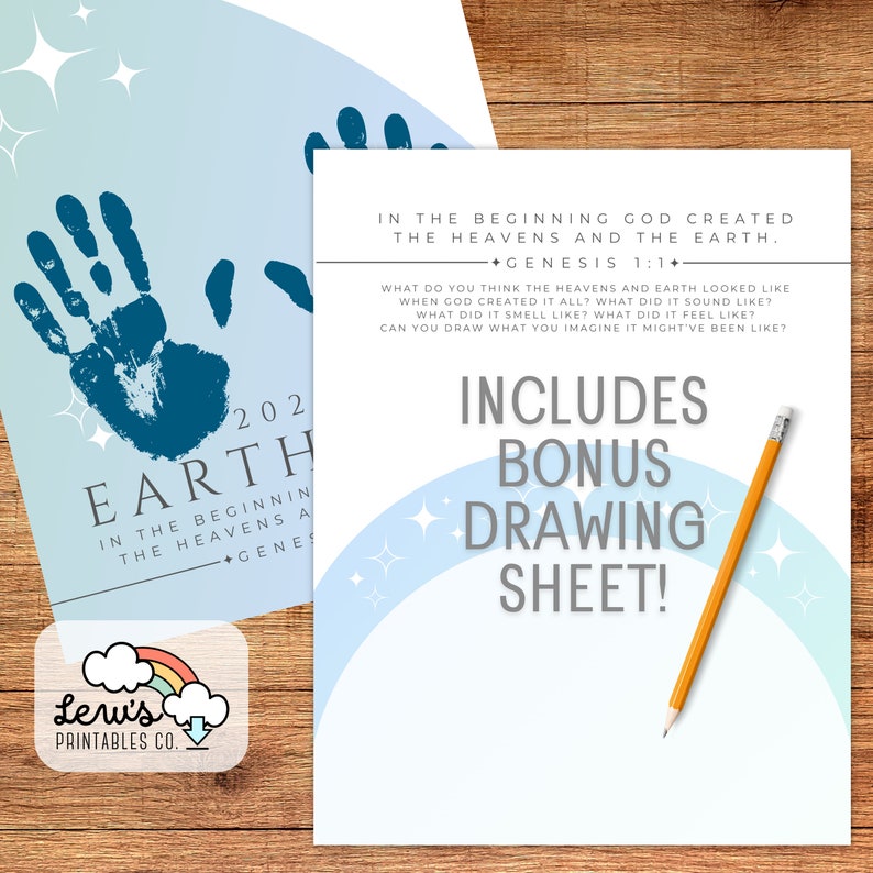 PRINTABLE Earth Day Handprint Art Craft Gift God's Creation Childs ...