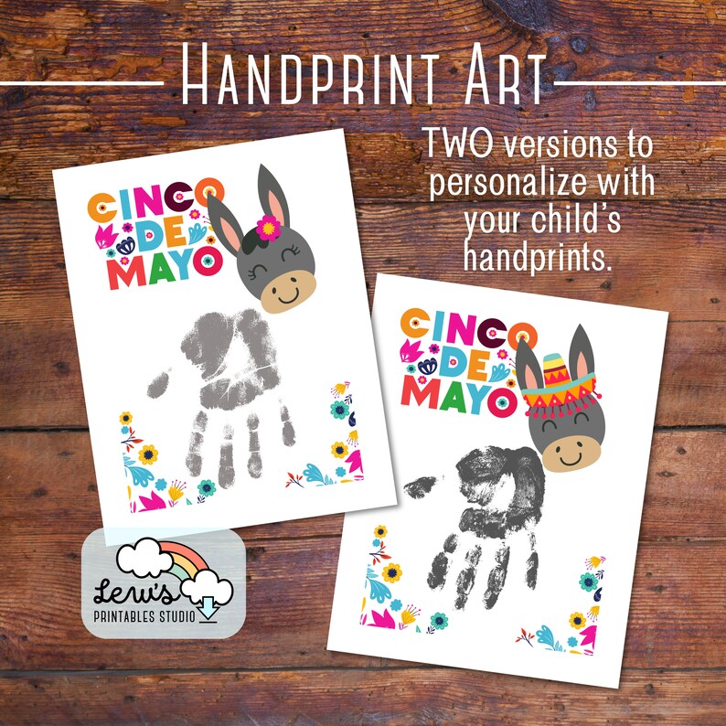 PRINTABLE Cinco De Mayo Donkey Child’s Handprint Craft | Preschool ...