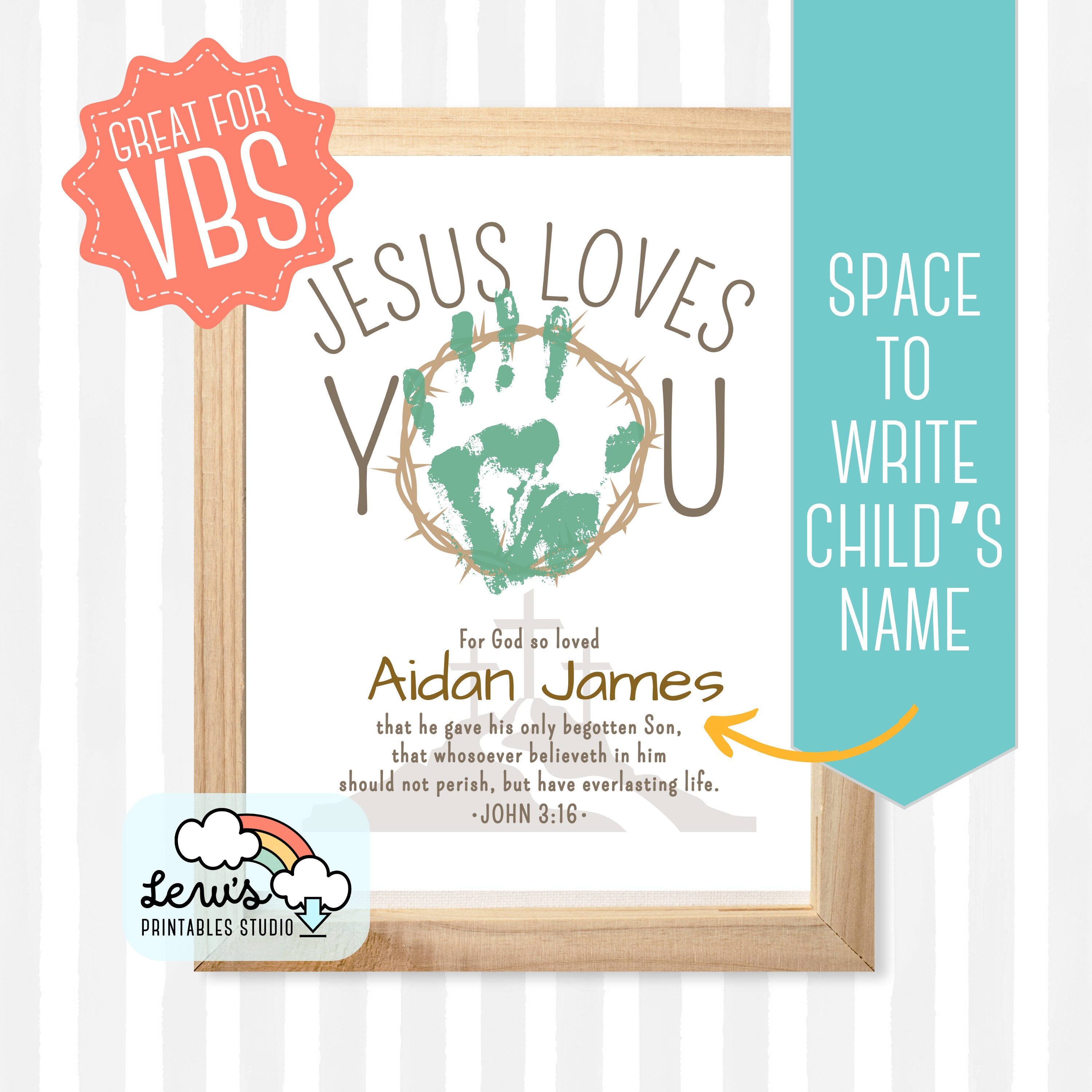 PRINTABLE Christian Jesus Loves You Handprint Art Personalize Child ...