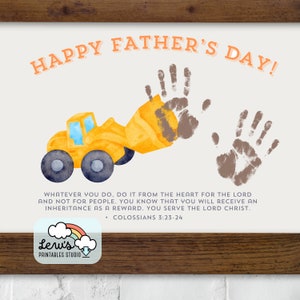 PRINTABLE Christian Father’s Day Tractor Handprint Craft Art | Child ...
