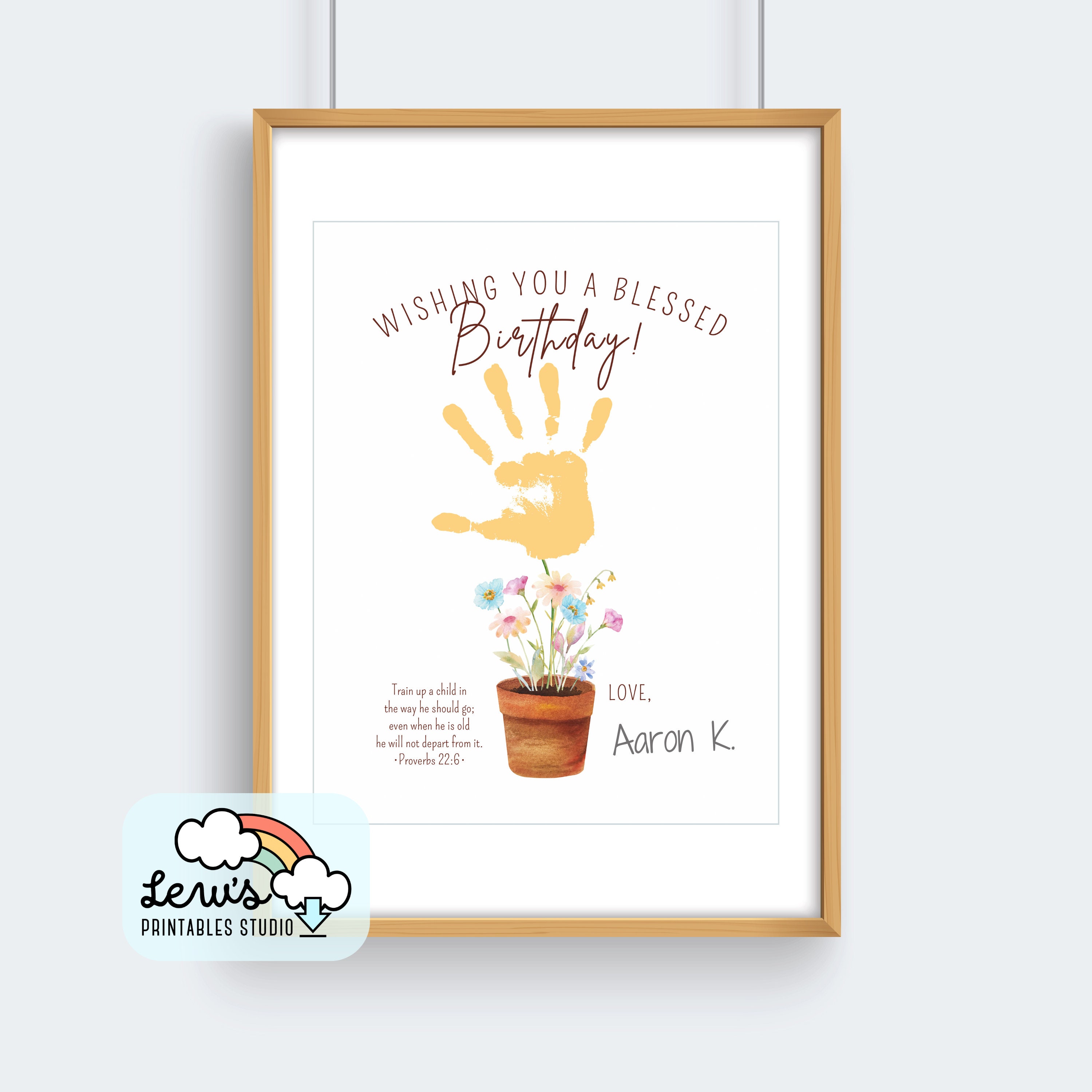 PRINTABLE Christian Birthday Flowers Handprint Craft DIY Keepsake Card ...
