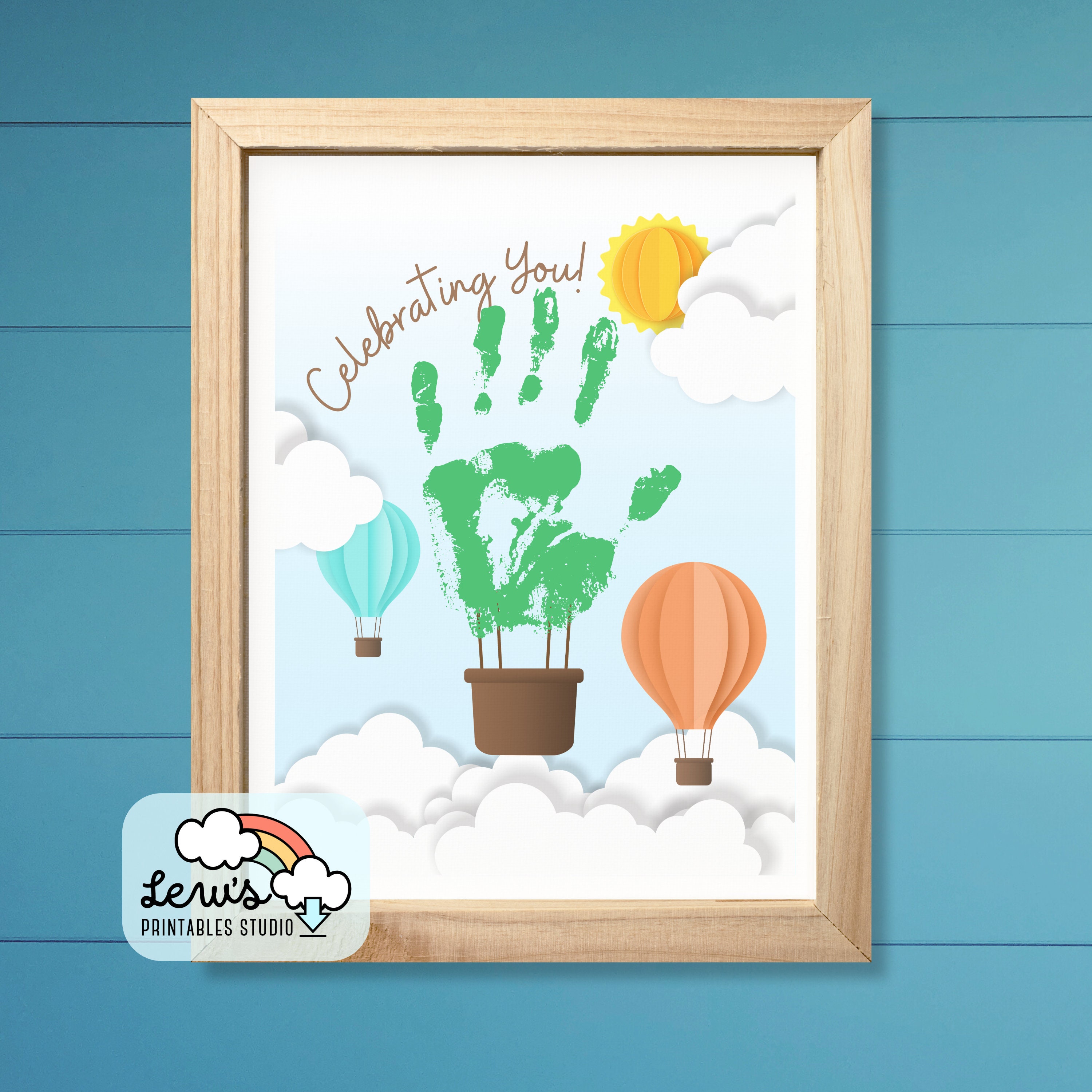 PRINTABLE Birthday Celebration Hot Air Balloon Handprint Craft Art ...