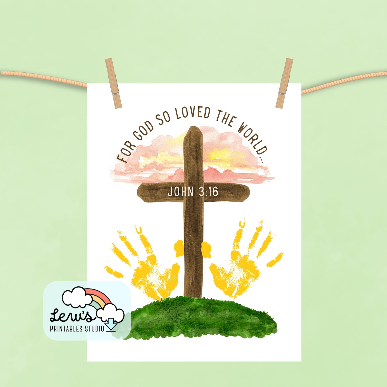 PRINTABLE for God so Loved the World Handprint Art | Christian Children ...