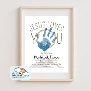 PRINTABLE Christian Jesus Loves You Handprint Art Personalize Child ...