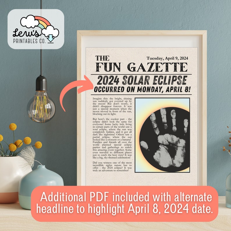 PRINTABLE Solar Eclipse 2024 Handprint Art Childrens Solar Eclipse ...