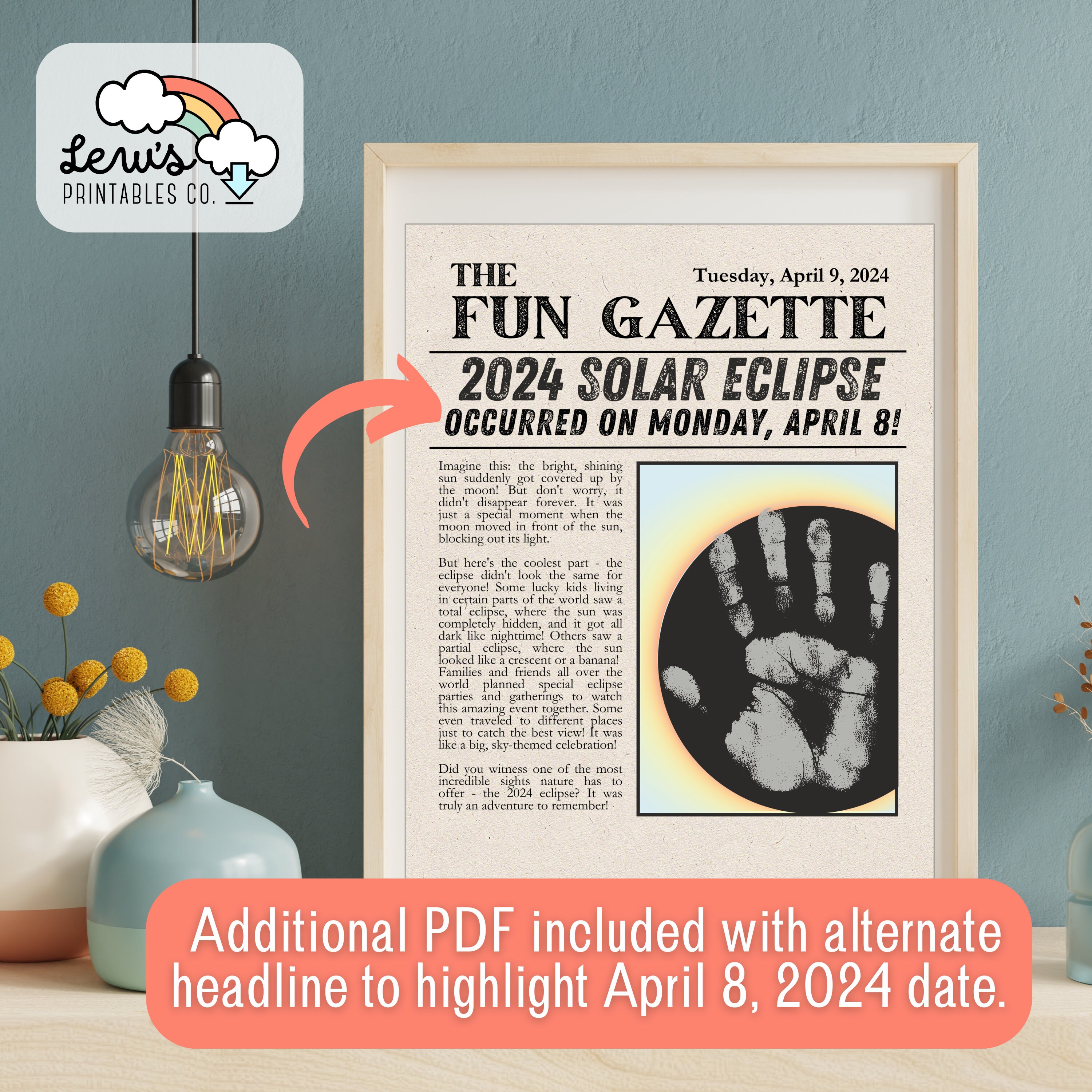 PRINTABLE Solar Eclipse 2024 Handprint Art Childrens Solar Eclipse ...