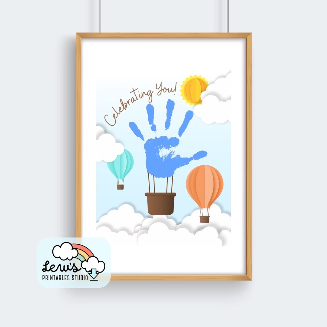 PRINTABLE Birthday Celebration Hot Air Balloon Handprint Craft Art ...