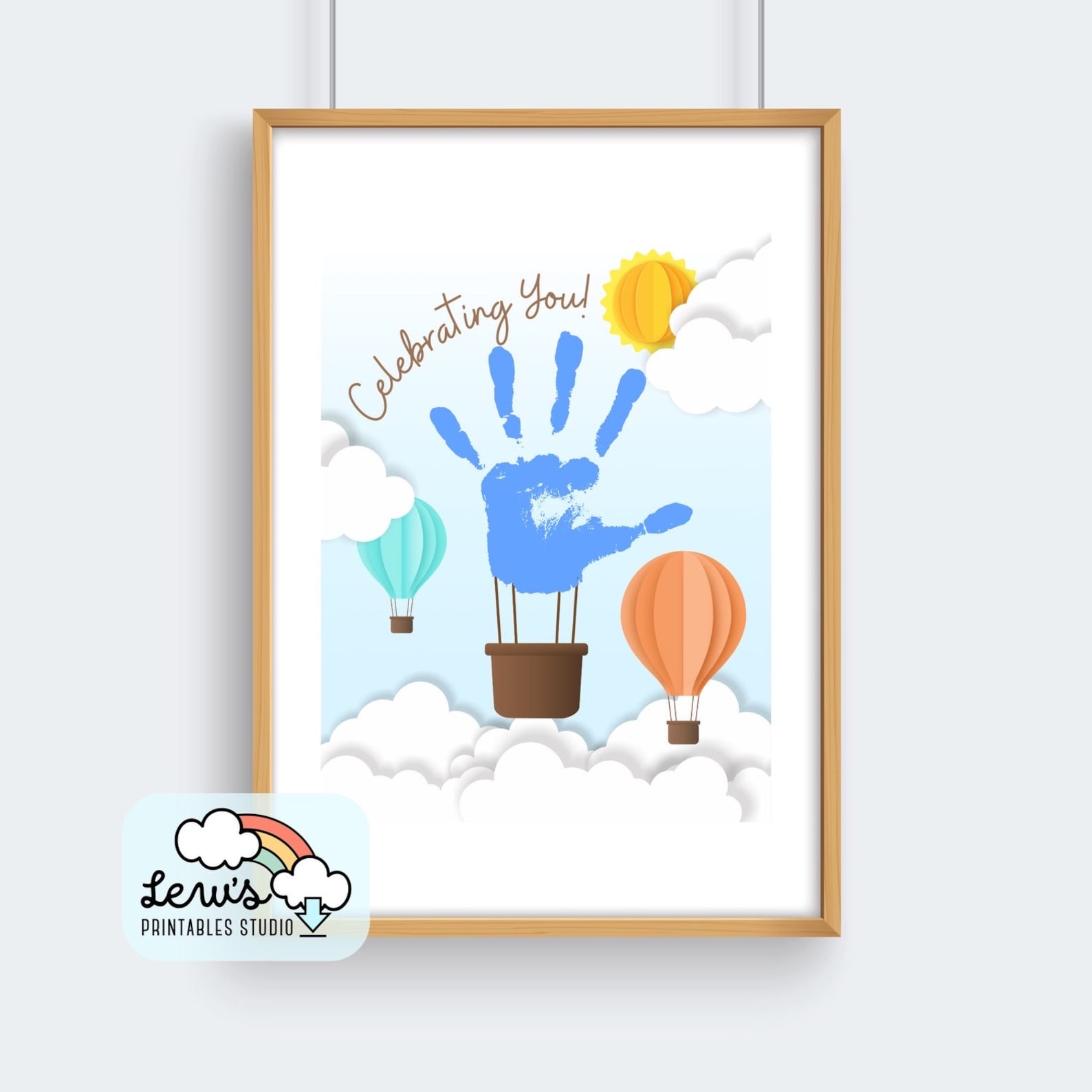 PRINTABLE Birthday Celebration Hot Air Balloon Handprint Craft Art ...