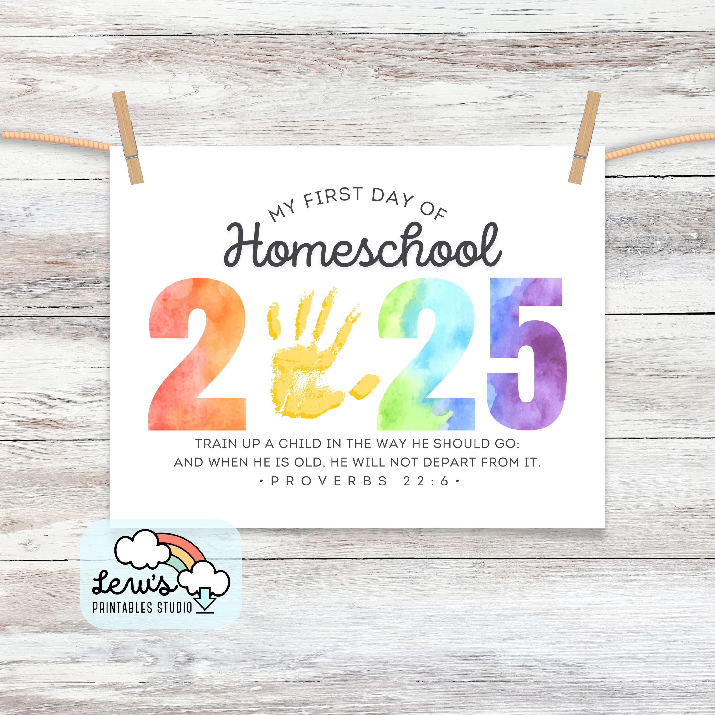 PRINTABLE First Day of Homeschool Handprint | Christian Kids Art ...