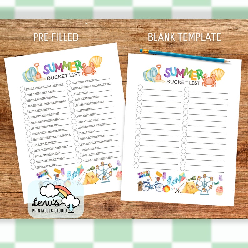 PRINTABLE Summer Bucket List | School Break Vacation Goals Ideas ...