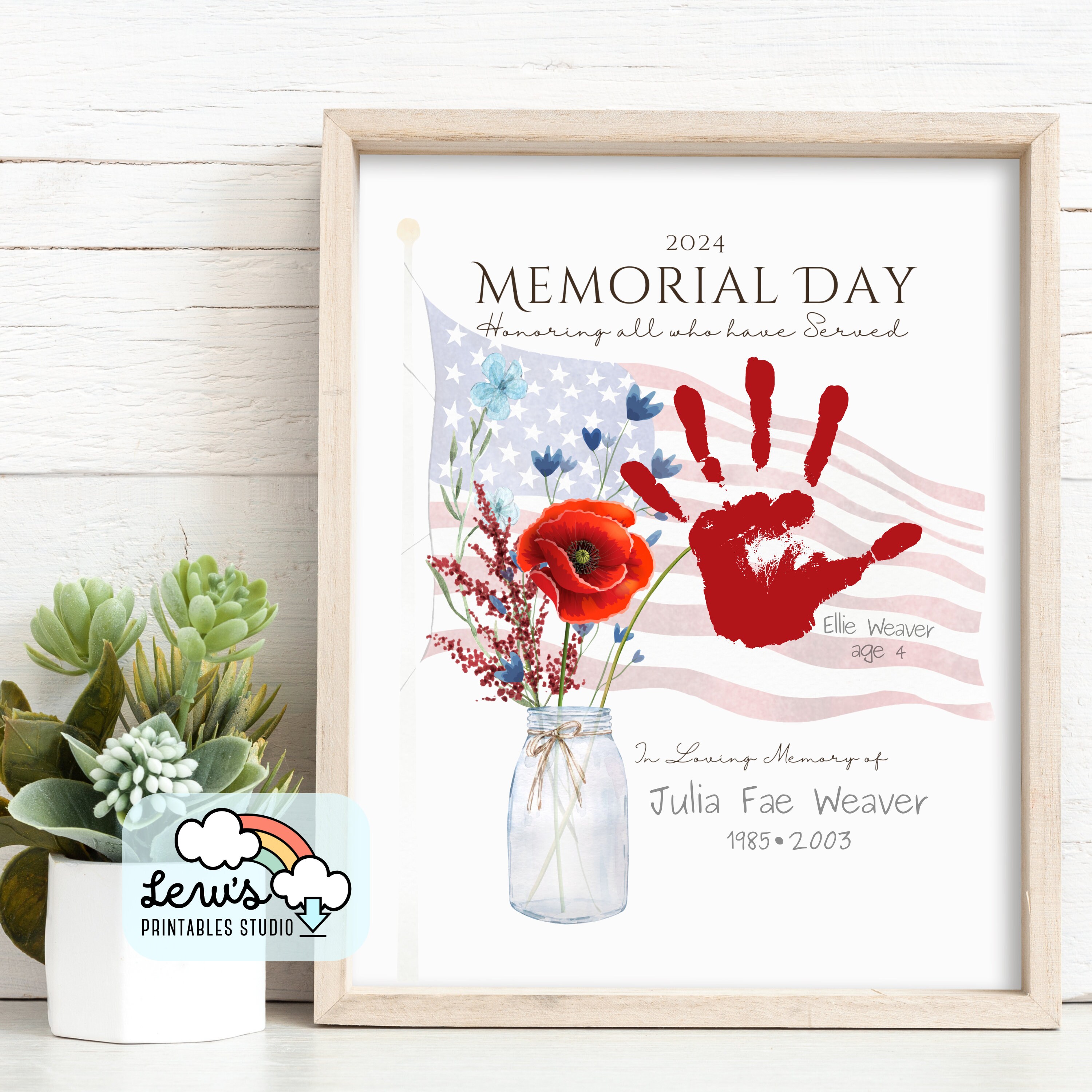 PRINTABLE Memorial Day Handprint Art | in Loving Memory DIY Card ...