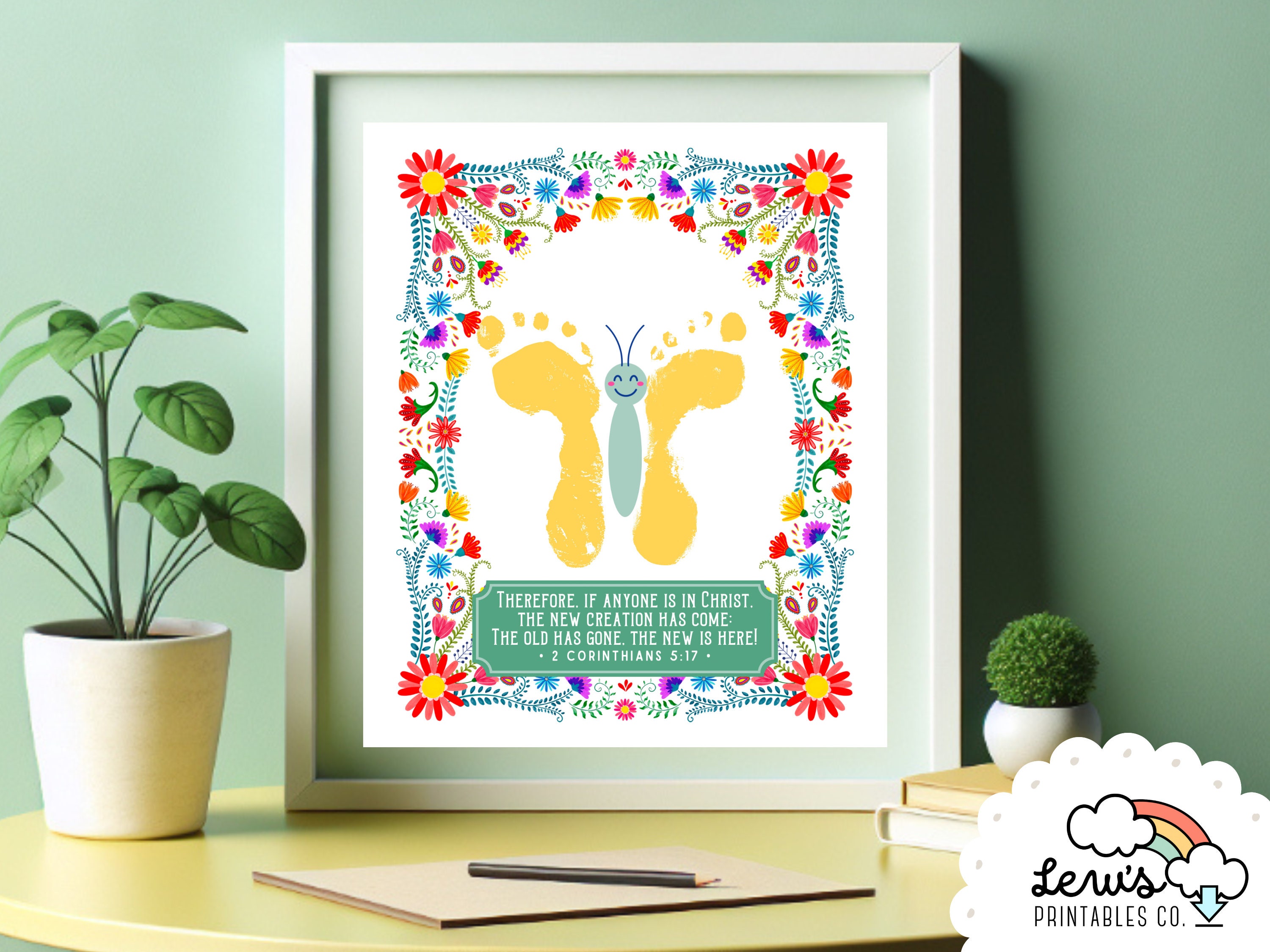 PRINTABLE Christian Spring Butterfly Footprint Craft Art | DIY Made New ...