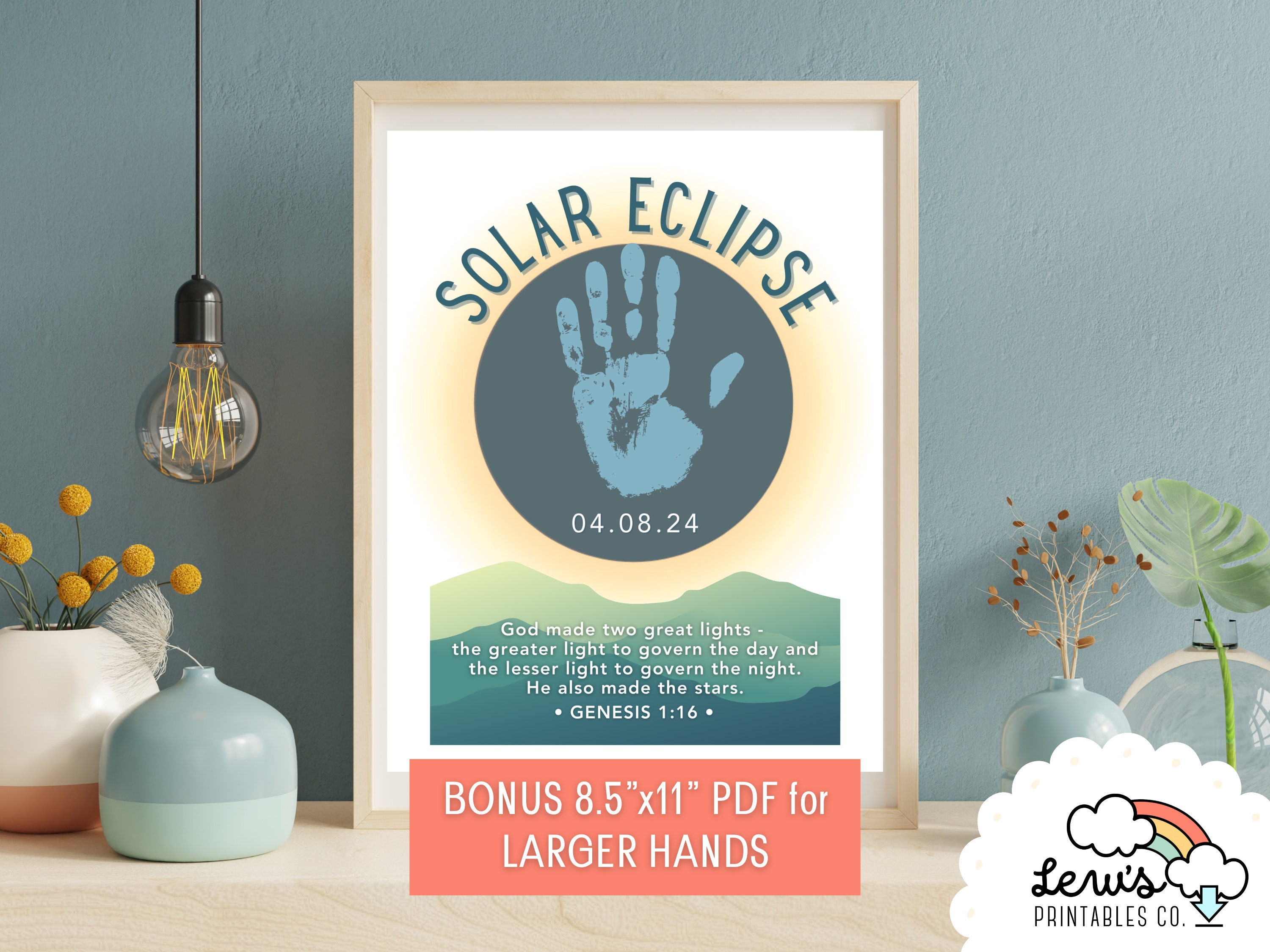 PRINTABLE Christian Solar Eclipse 2024 Handprint Art Science Activity ...