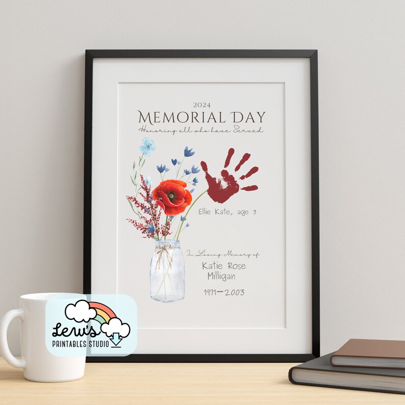 PRINTABLE Memorial Day Handprint Art in Loving Memory DIY Card Keepsake ...