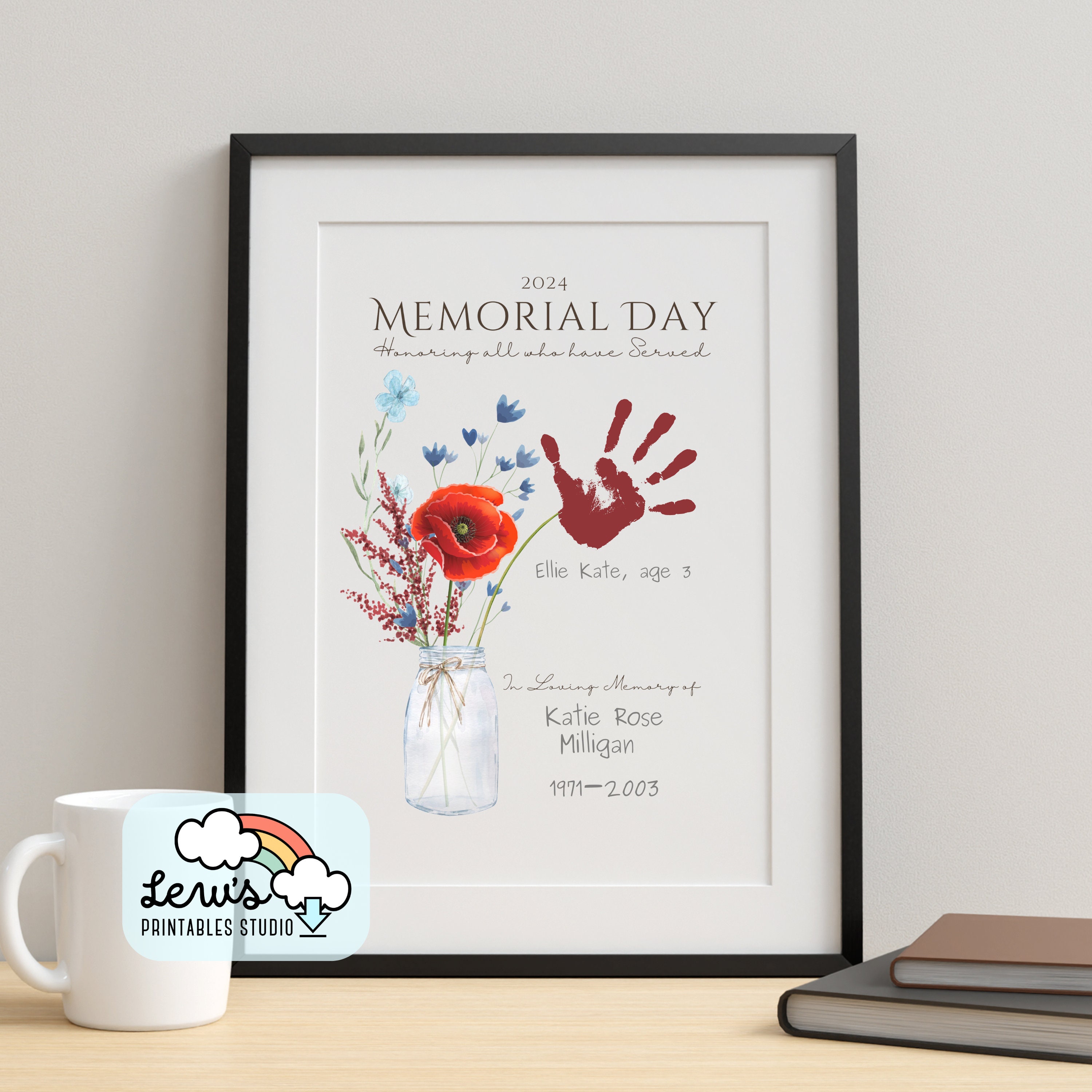 PRINTABLE Memorial Day Handprint Art in Loving Memory DIY Card Keepsake ...