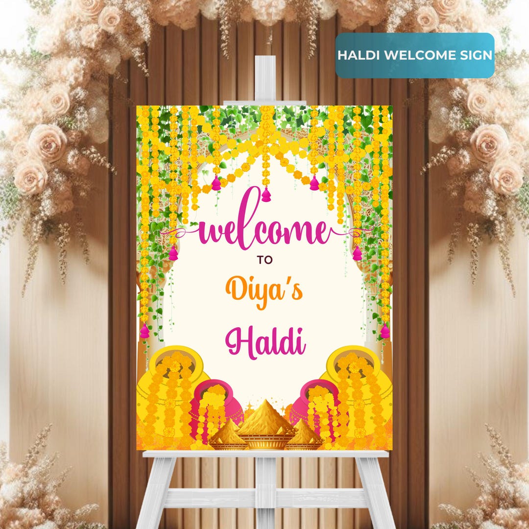 Haldi Welcome Sign for Your Haldi Event, Customizable Mayun Welcome ...