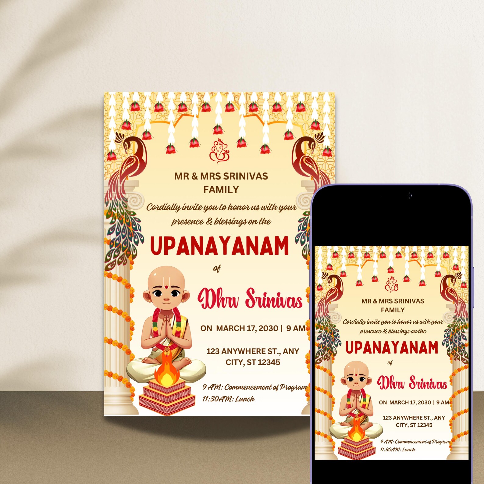 Upanayanam Bundle: Upanayanam Invite, Customizable Upanayanam ...