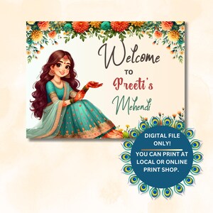 Mehndi Sign, Editable Welcome Sign for Mehendi Night, Mehendi Welcome ...