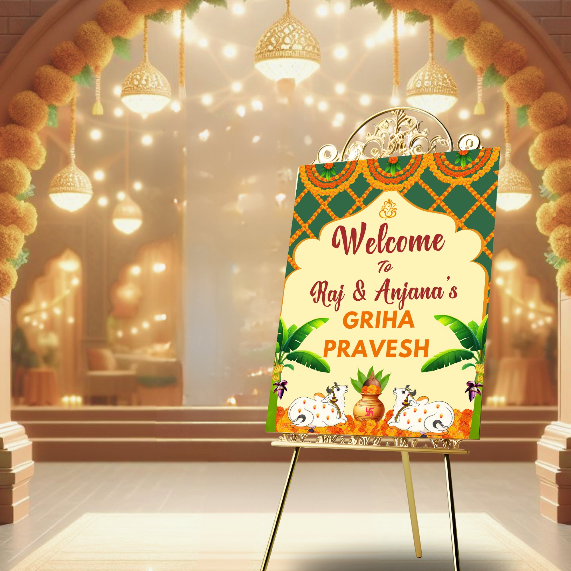 Indian Housewarming Welcome Sign, Customizable Welcome Sign for Indian ...