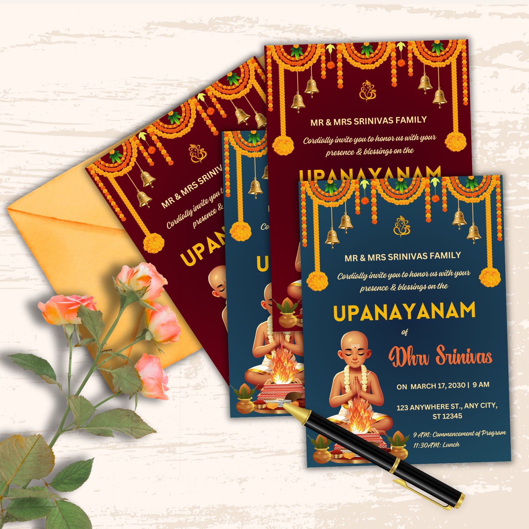 Upanayanam Invite, Customizable Upanayanam Invitation for Thread ...