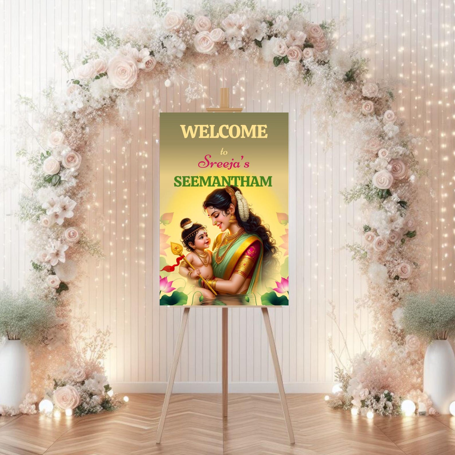 Seemantham Welcome Sign: Indian Baby Shower Decor (digital Download ...