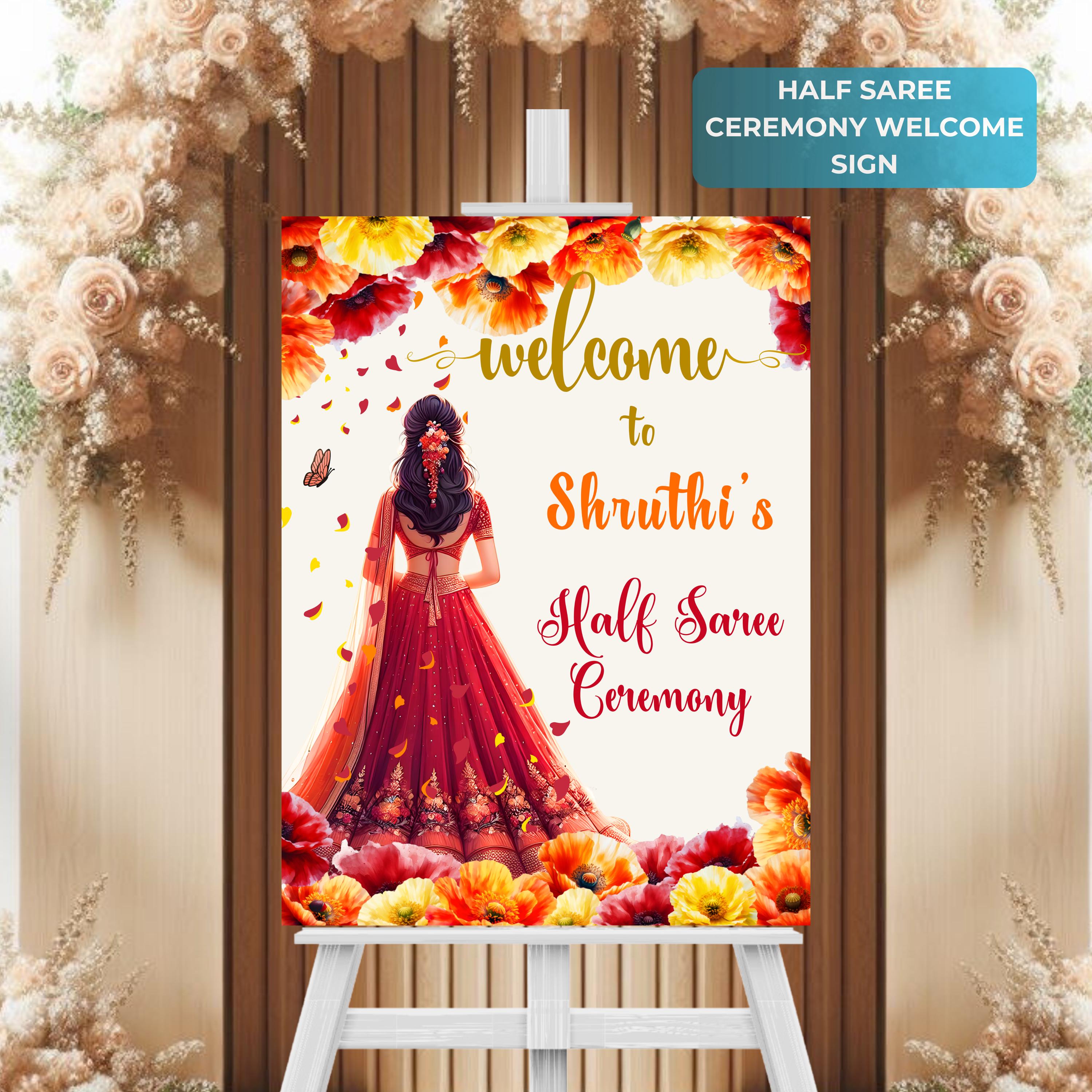 Buy Half Saree Ceremony Welcome Sign, Customizable South Indian Puberty ...