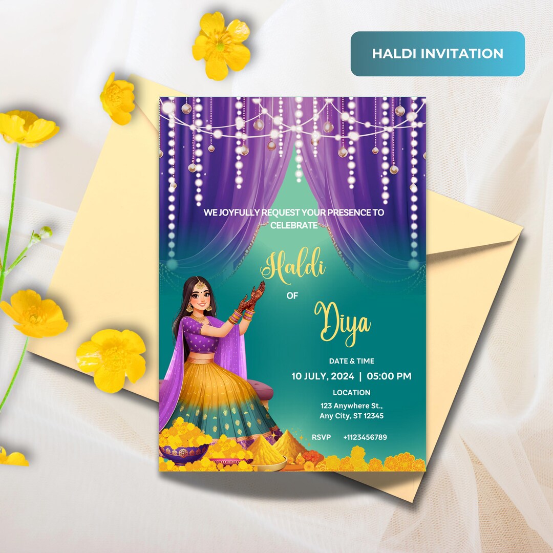 Haldi Invitation for Your Haldi Event, Customizable Haldi Invite for ...