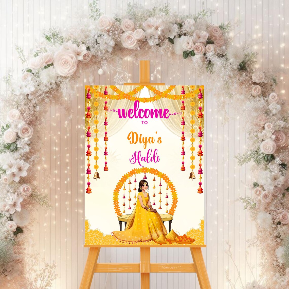 Haldi Sign for Your Haldi Event, Customizable Mayun Welcome Sign for ...