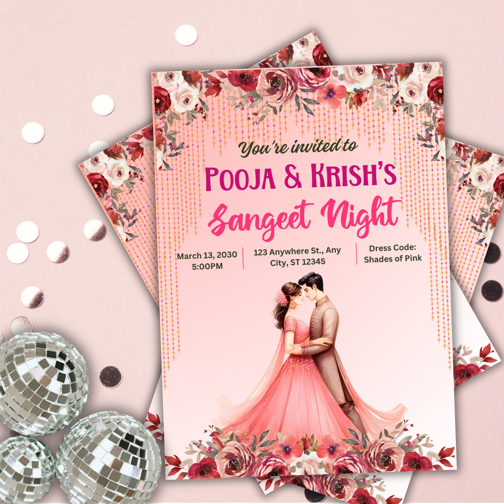 Sangeet Invitation, Customizable Invitation for Sangeet Party, Indian ...